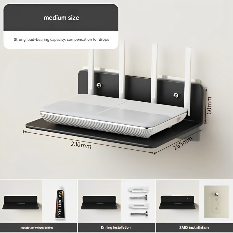Wall Mounted Floating WiFi Router Storage Rack Projector Stand Holder ...