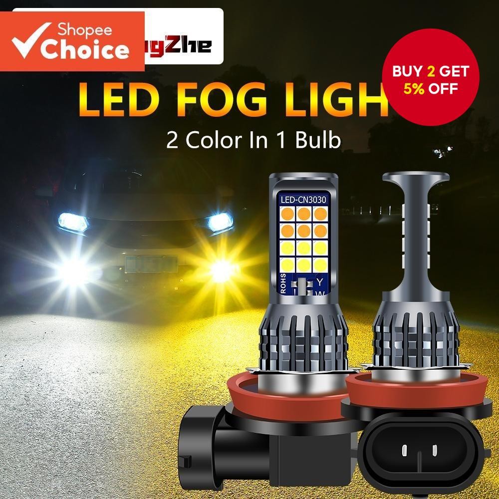 【2Pcs】 24Led Dual Color Car Led Fog Lamp H3 Led Bulb H4 H7 H11 H8 Super Bright Car Fog Lights ...