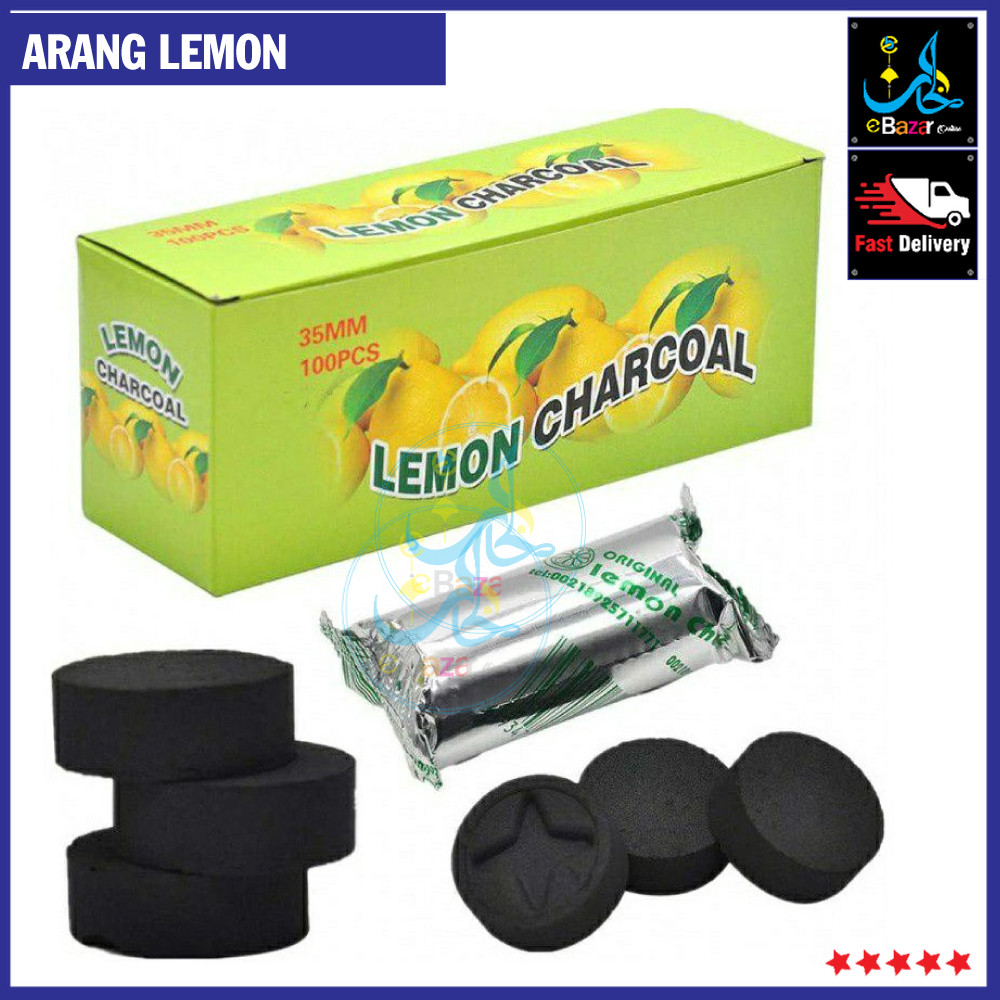 ARANG LEMON CHARCOAL 🔥 LEMON 🌟 1 BOX (100 PCS) ♨️ ARANG BULAT LEMON 🌟 ...