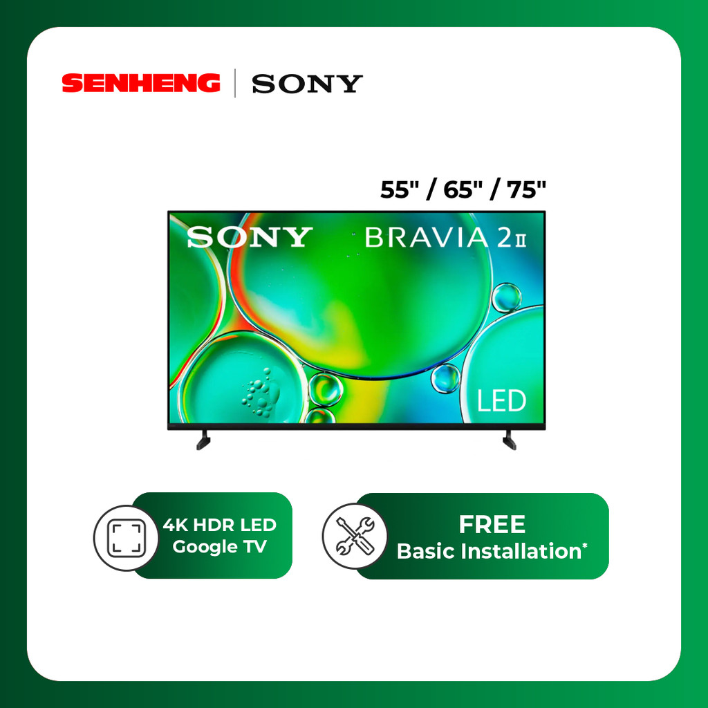 Sony BRAVIA 2 II class 4K HDR LED Google TV (2025) 55" / 65" / 75 ...