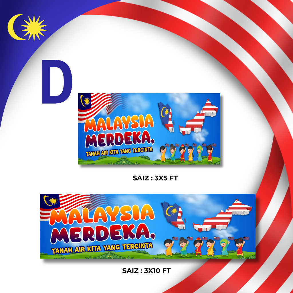 Banner sepanduk Malaysia Merdeka streamer bunting sambutan Merdeka hari ...