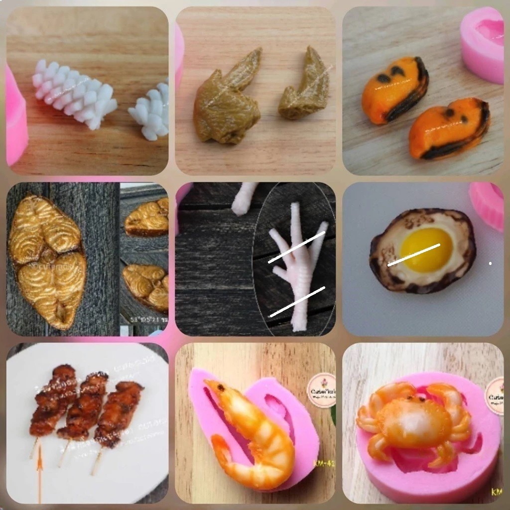 Silicone Mold Food Fondant Like Crab Shrimp Squid Shellfish Pork Ribs ...