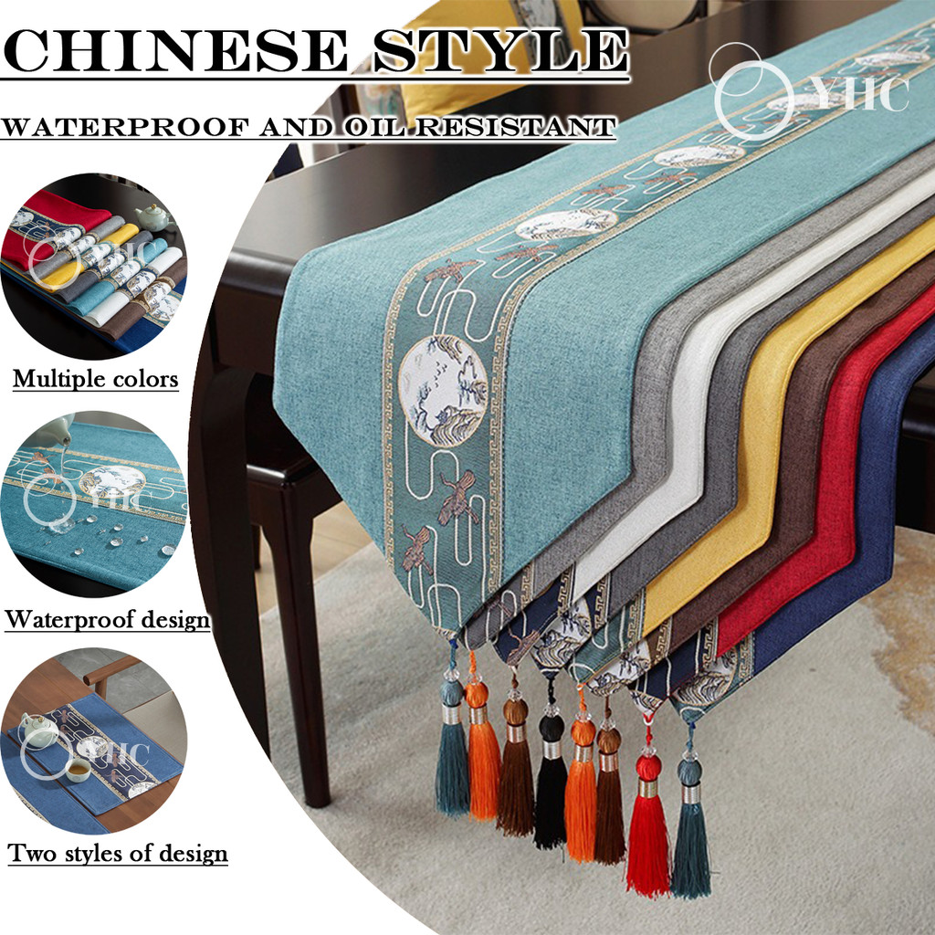 Table Cloth Luxurious Chinese Style Waterproof Fabric Oil Proof Table ...