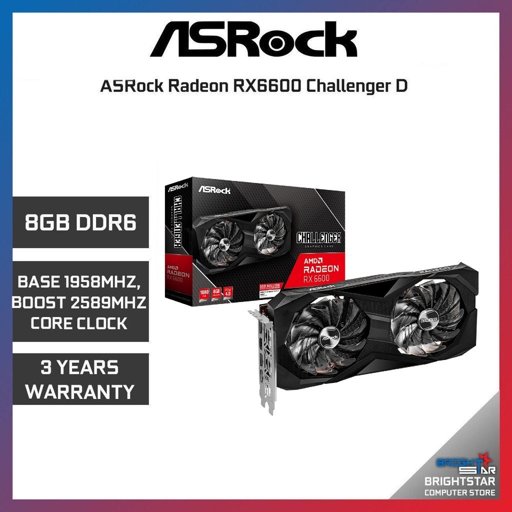 ASRock Radeon RX6600 Challenger D 8G DDR6 Graphic Card | Shopee Malaysia