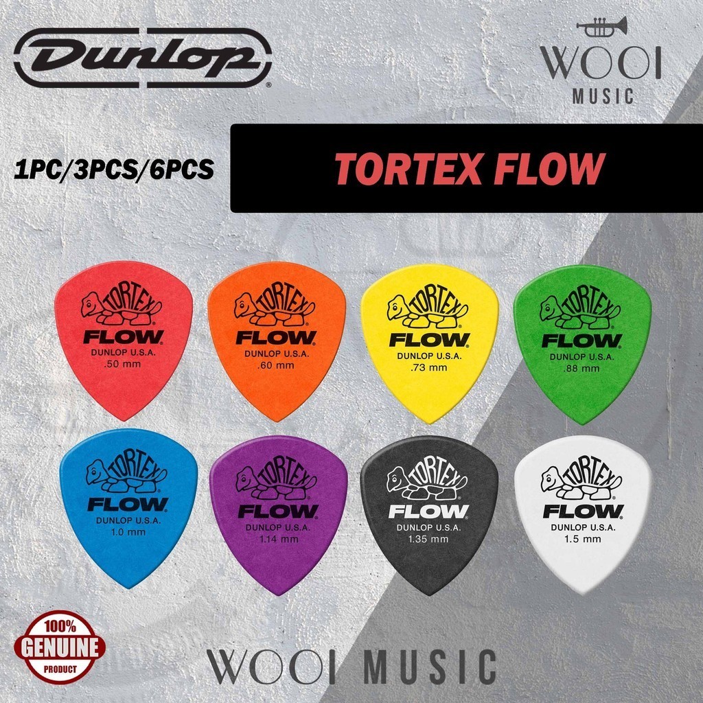 Jim Dunlop Tortex Flow Guitar Pick - Made In USA (1pc/3pcs/6pcs ...