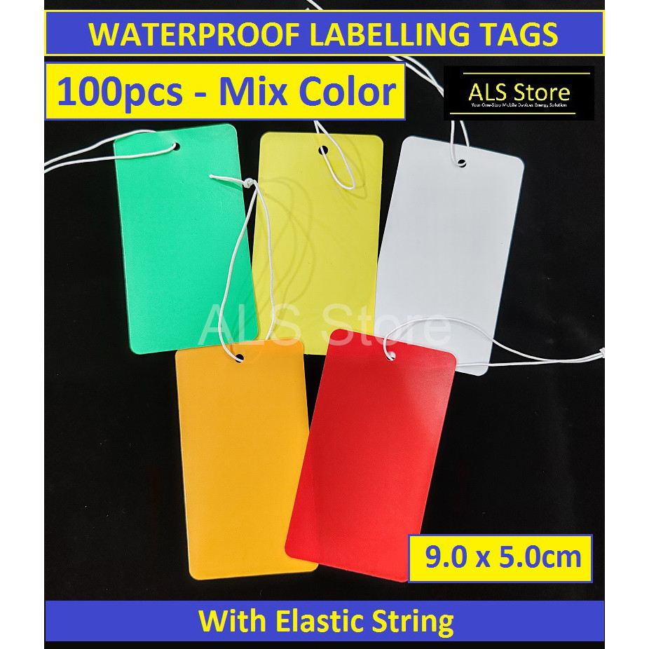 100Pcs Mix Color Waterproof Label Price Tags with Elastic String for ...