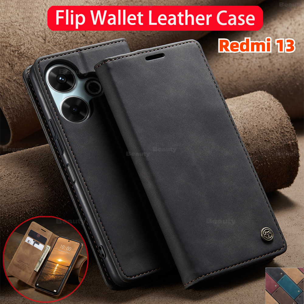 Retro Leather Purse Case For Xiaomi Redmi 13 Redmi13 4G 5G Full Protect ...