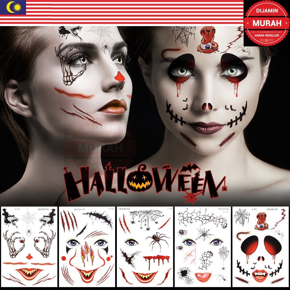 MP Halloween Scar Tattoo Sticker Disposable Horror Mouth Cosplay Arm ...