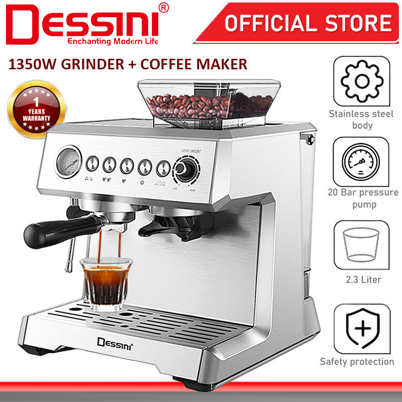 DESSINI ITALY 20 Bar 2.3L Espresso Coffee Maker Brew Cappuccino Latte ...