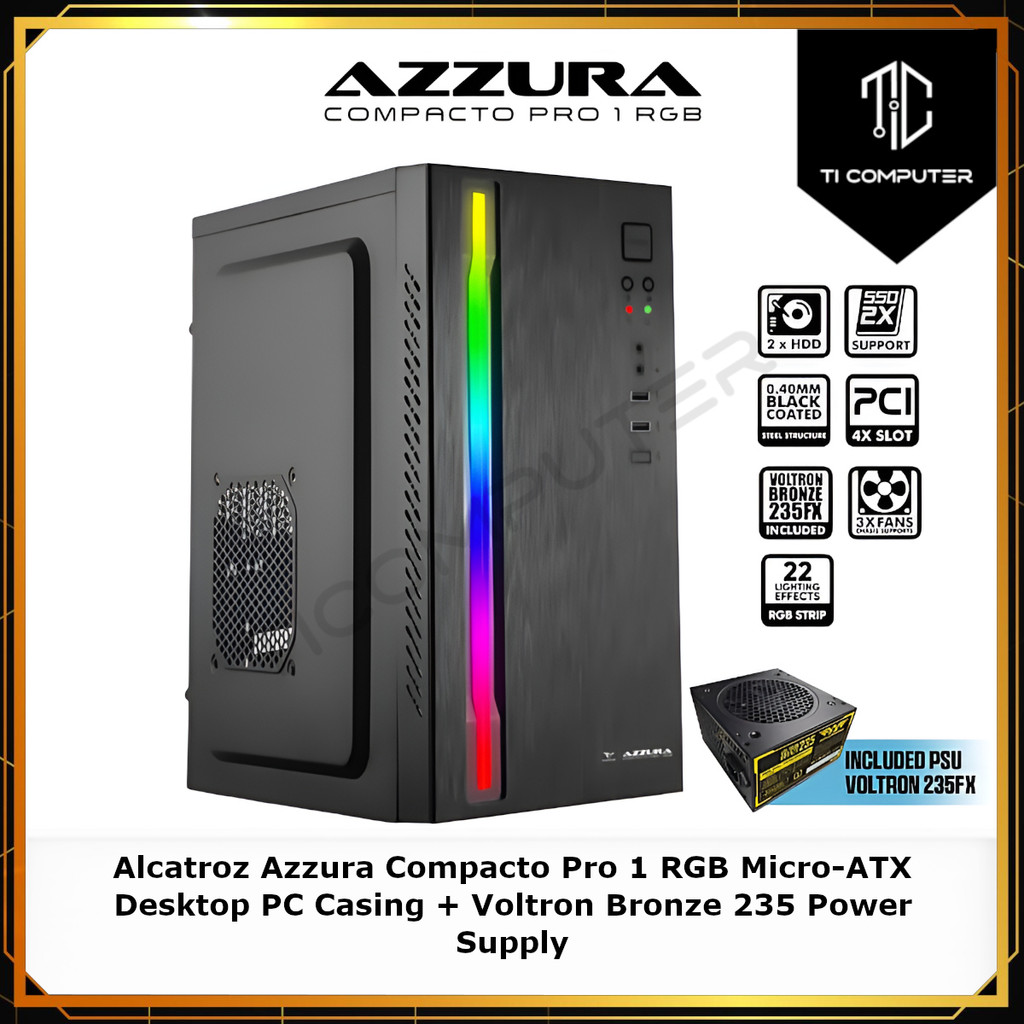 Alcatroz Azzura Compacto Pro 1 RGB Micro-ATX Desktop PC Casing ...