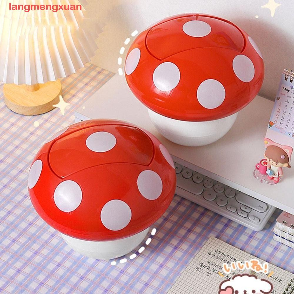 LANGMENGXUAN Mushroom Trash Can, Detachable Red Desktop Dumpster, Cute ...