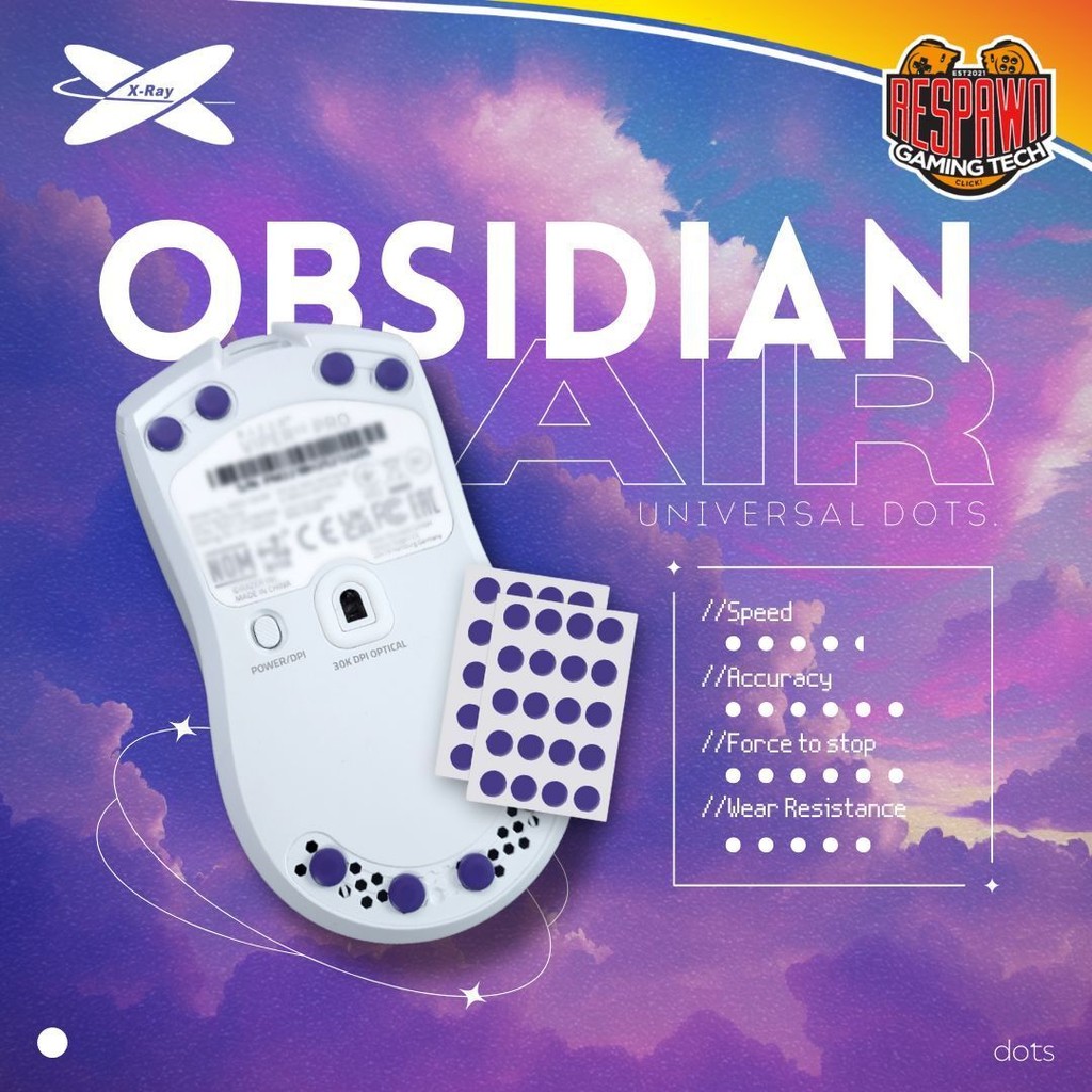 Xraypad Obsidian Air DIY Mouse Skates – Universal Dots (purple dots ...