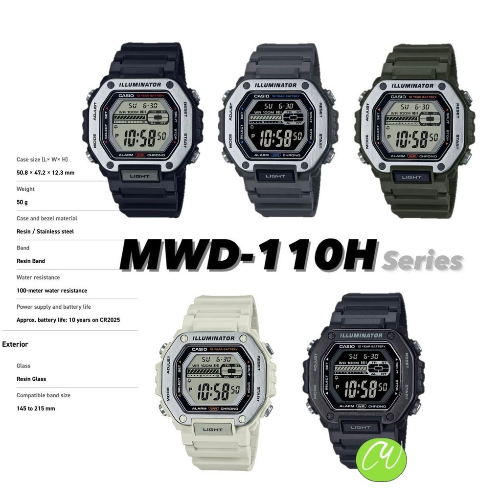 [ CASIO MWD-110H SERIES ] DIGITAL SPORT METAL BEZEL MWD-110H-1AV / 3A ...