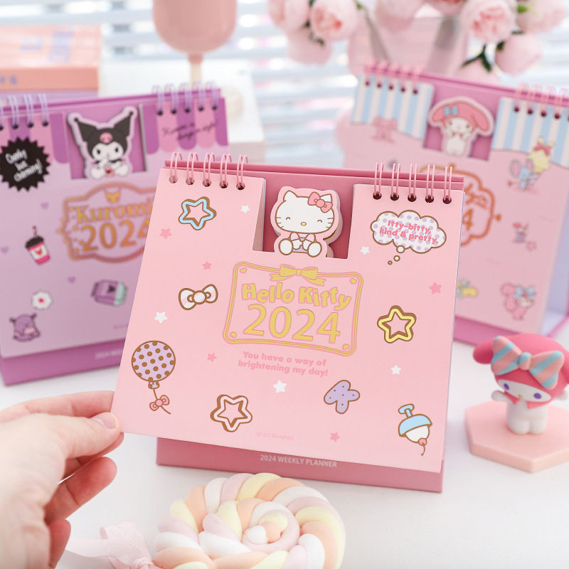 Sanrio Cartoon 2024 Desk Calendar Kuromi Pacha Dog Cute Calendar Notes ...