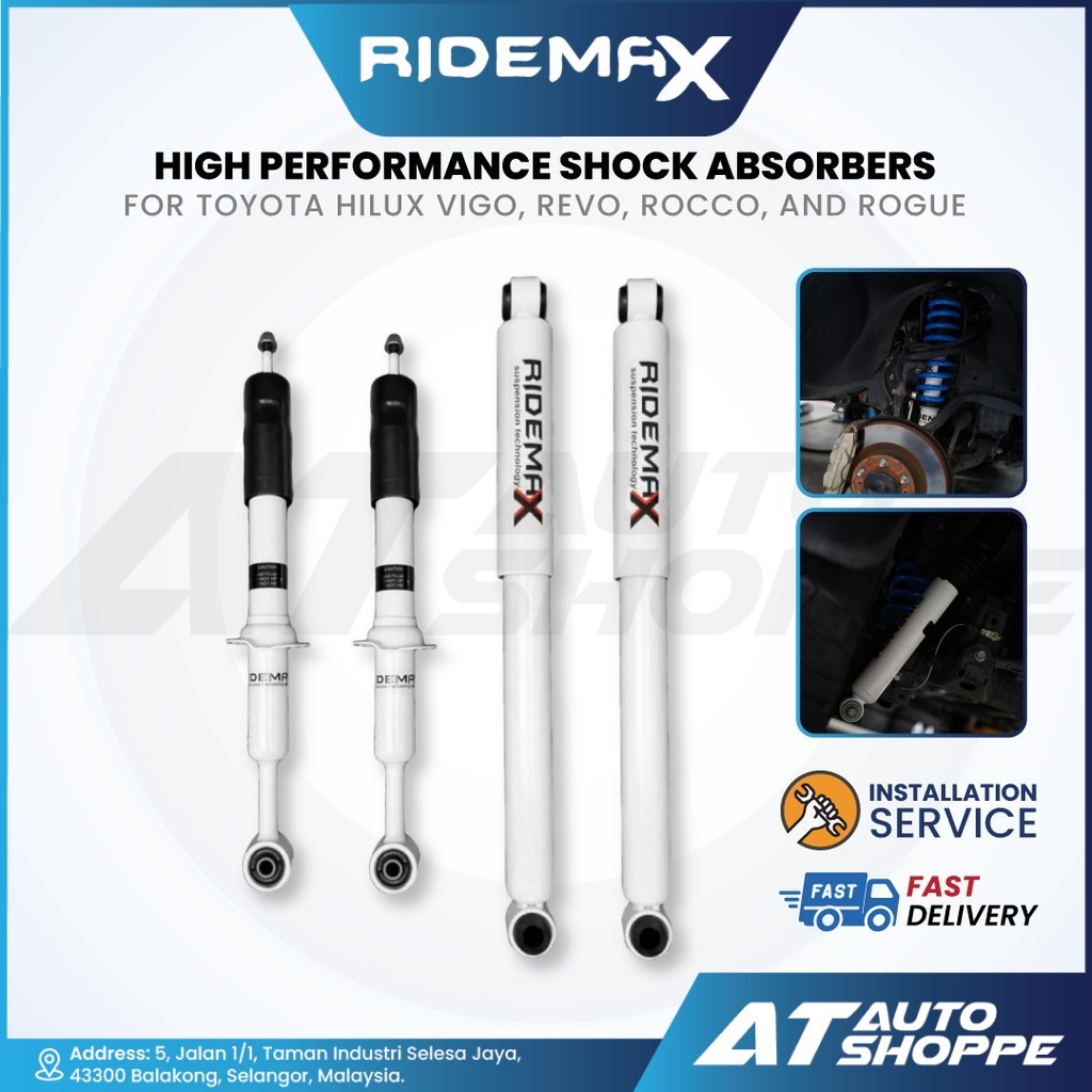 RIDEMAX Performance Sport Gas Shock Absorbers – Front & Rear Pair for ...
