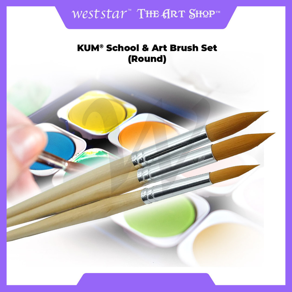 [WETAS] KUM School & Art Brush Set Paint Brush Set Brush Paint for ...
