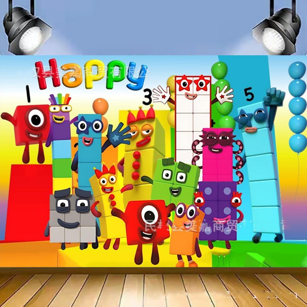 Number Blocks Birthday Decor Backdrop Banner Building Party Photography ...