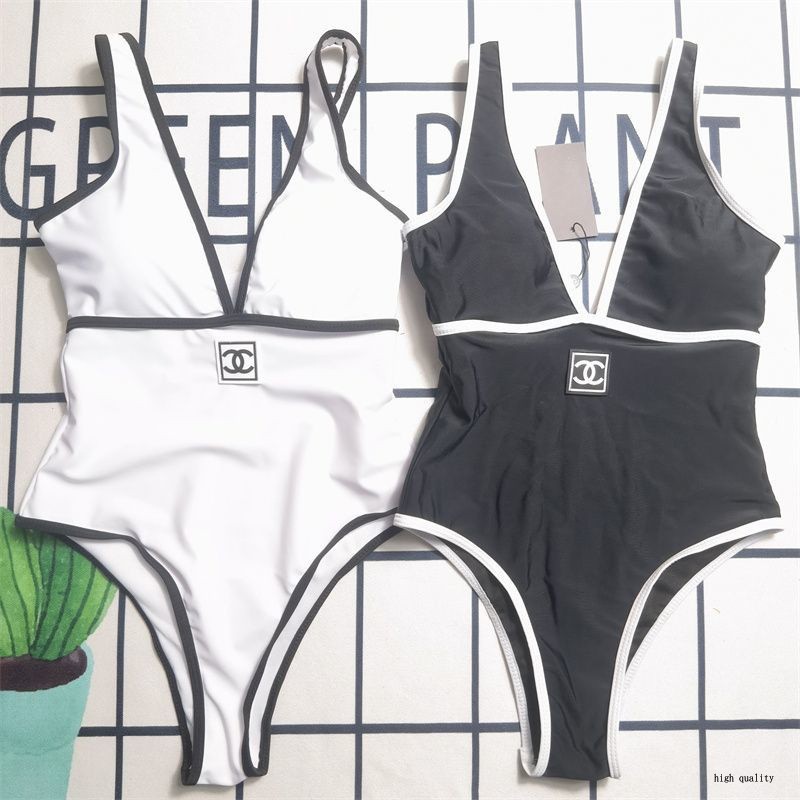 Chanel Swimsuit Original Standard V-Neck Swimsuit with Chest Pad No ...