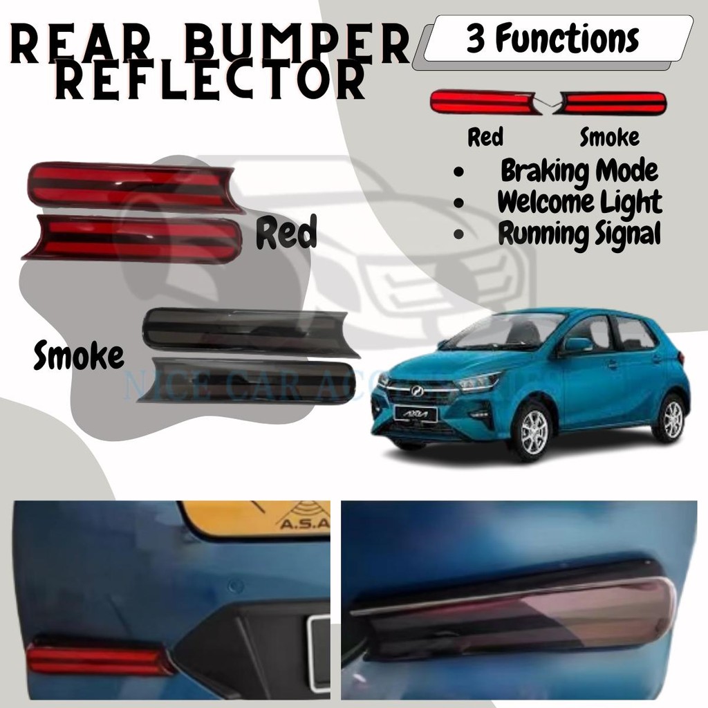 Perodua Axia Baru 2023-2024Facelift LED Rear Bumper Reflector LED Light ...