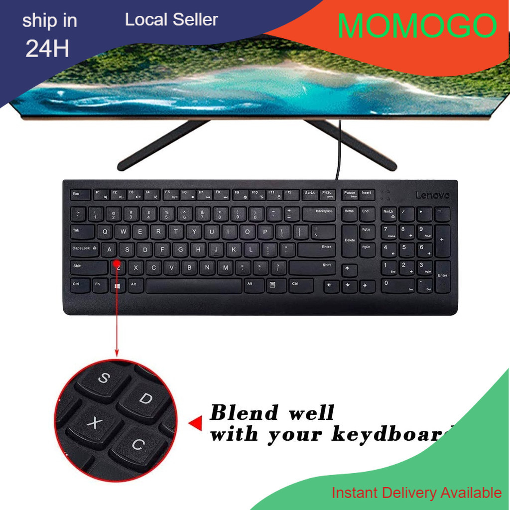 English Full Keyboard Stickers White on Black keyboard Font Replacement ...