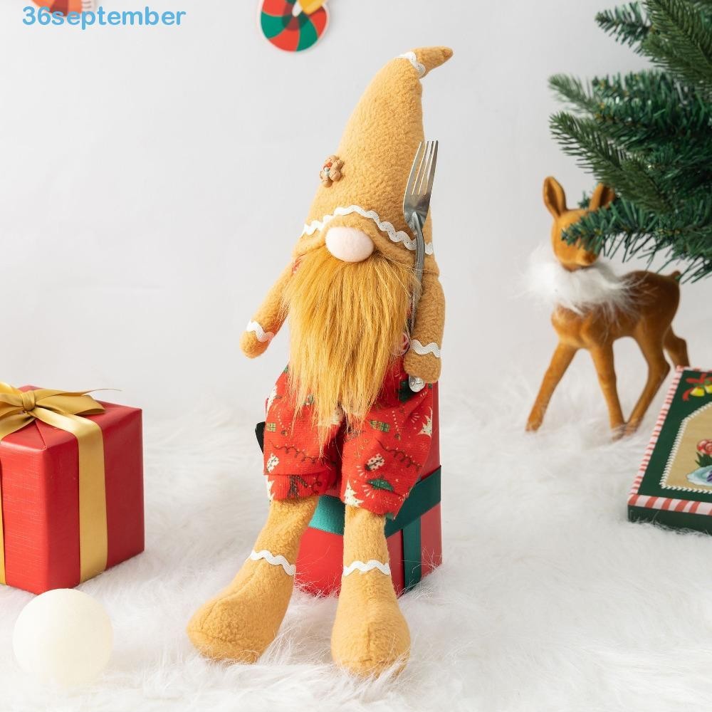 SEPTEMBER Christmas Gnomes Doll Decor, Gingerbread Man Cartoon Long ...