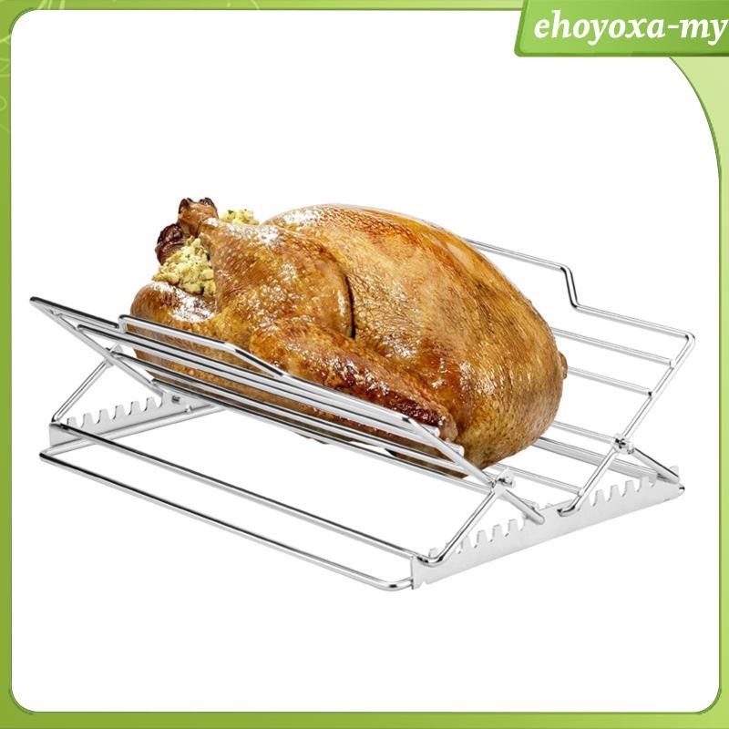 [EhoyoxaMY] Turkey Roasting Rack Foldable Stainless Steel V Shaped ...