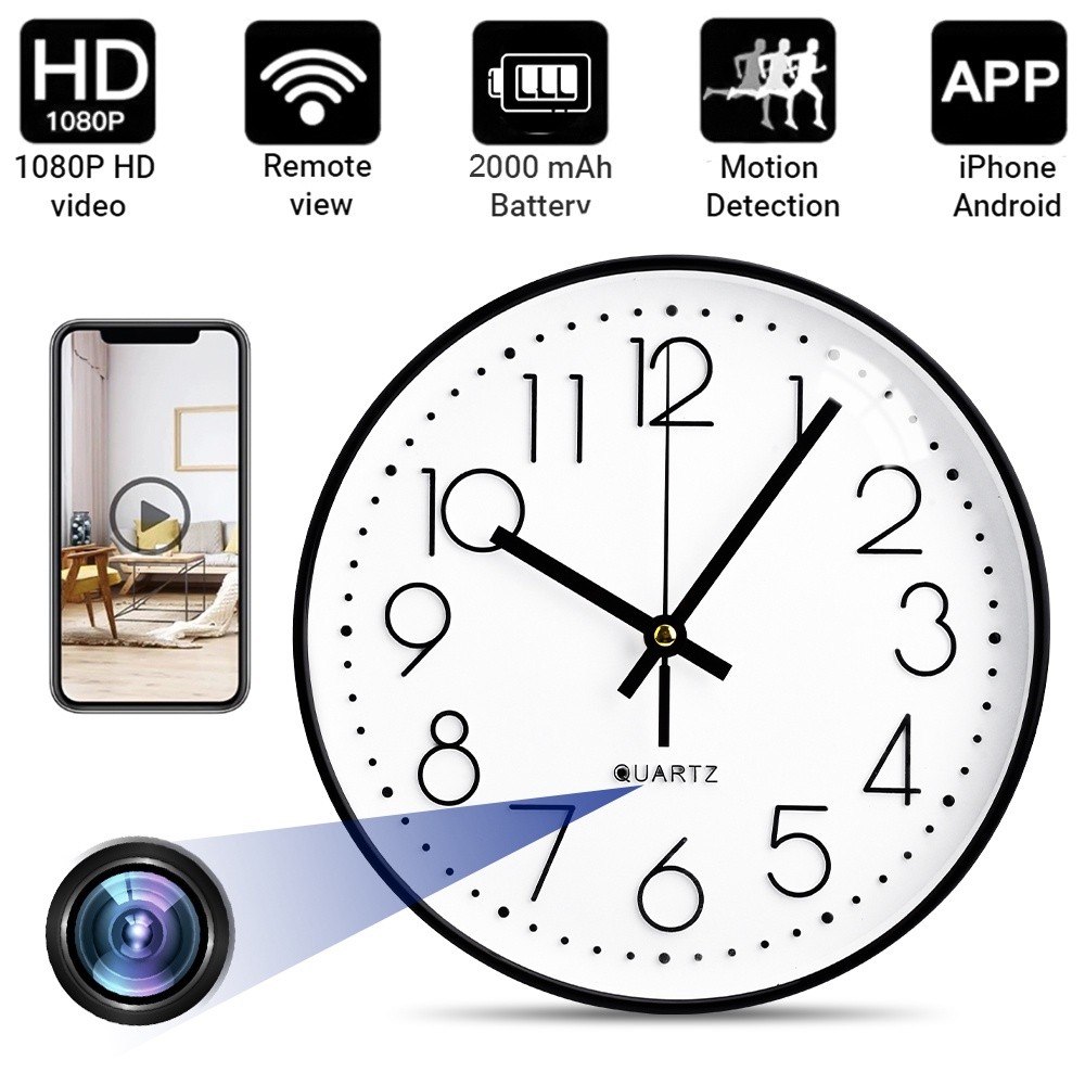 Hidden Camera Clock 1080P HD Security Spy Camera with Motion Detection ...