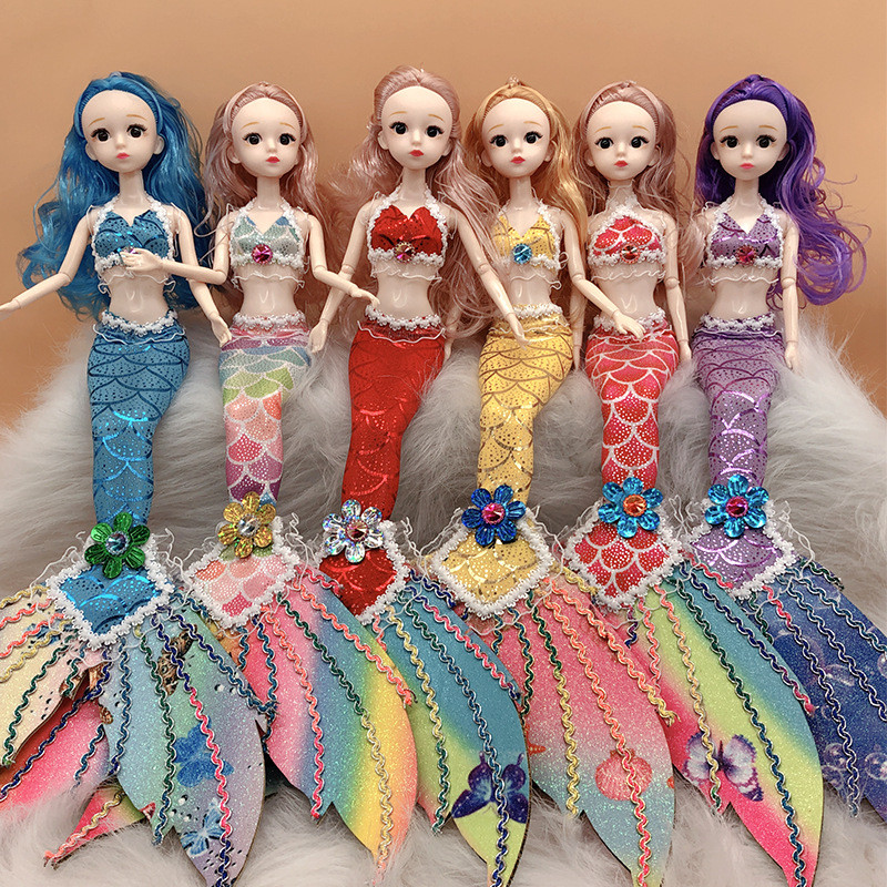 45cm Removable Dress Up Mermaid Doll Fish Scale Children Princess Doll ...