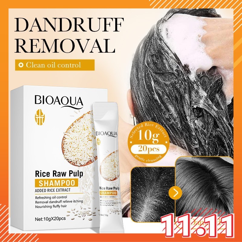MAY BIOAQUA Rice Raw Pulp Shampoo Refreshing Remove Dandruff Relieve ...