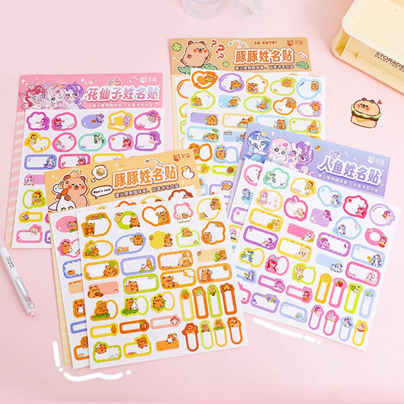 70 Pcs Creative Cartoon Waterproof Label Stickers Name Decals School ...