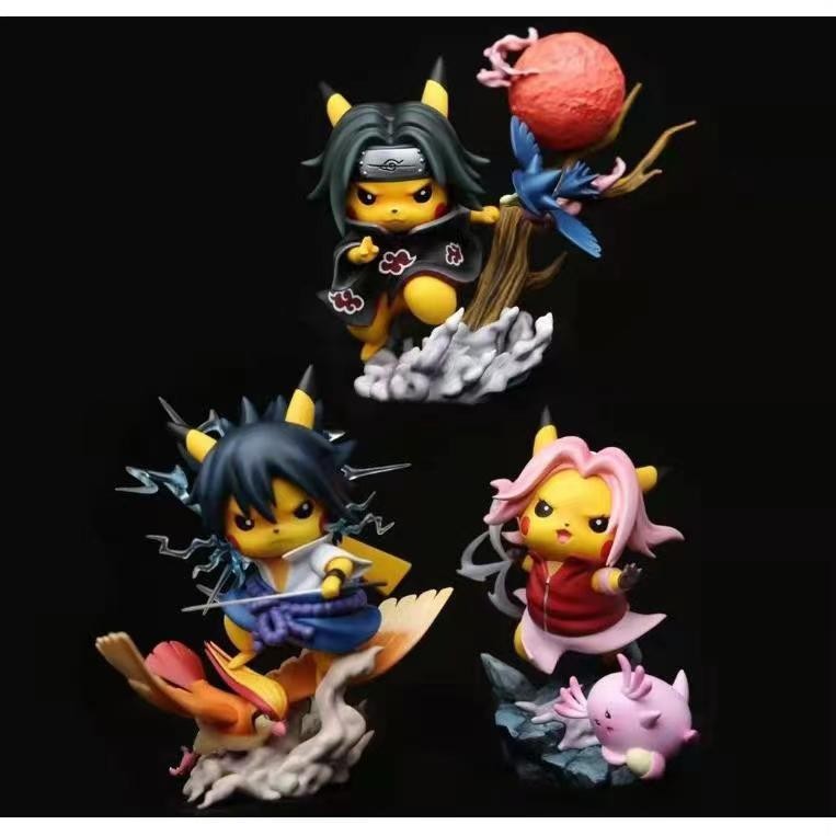 Pokemon Pikachu COS Naruto Q Version Itachi Sasuke Sakura Boxed Figure ...