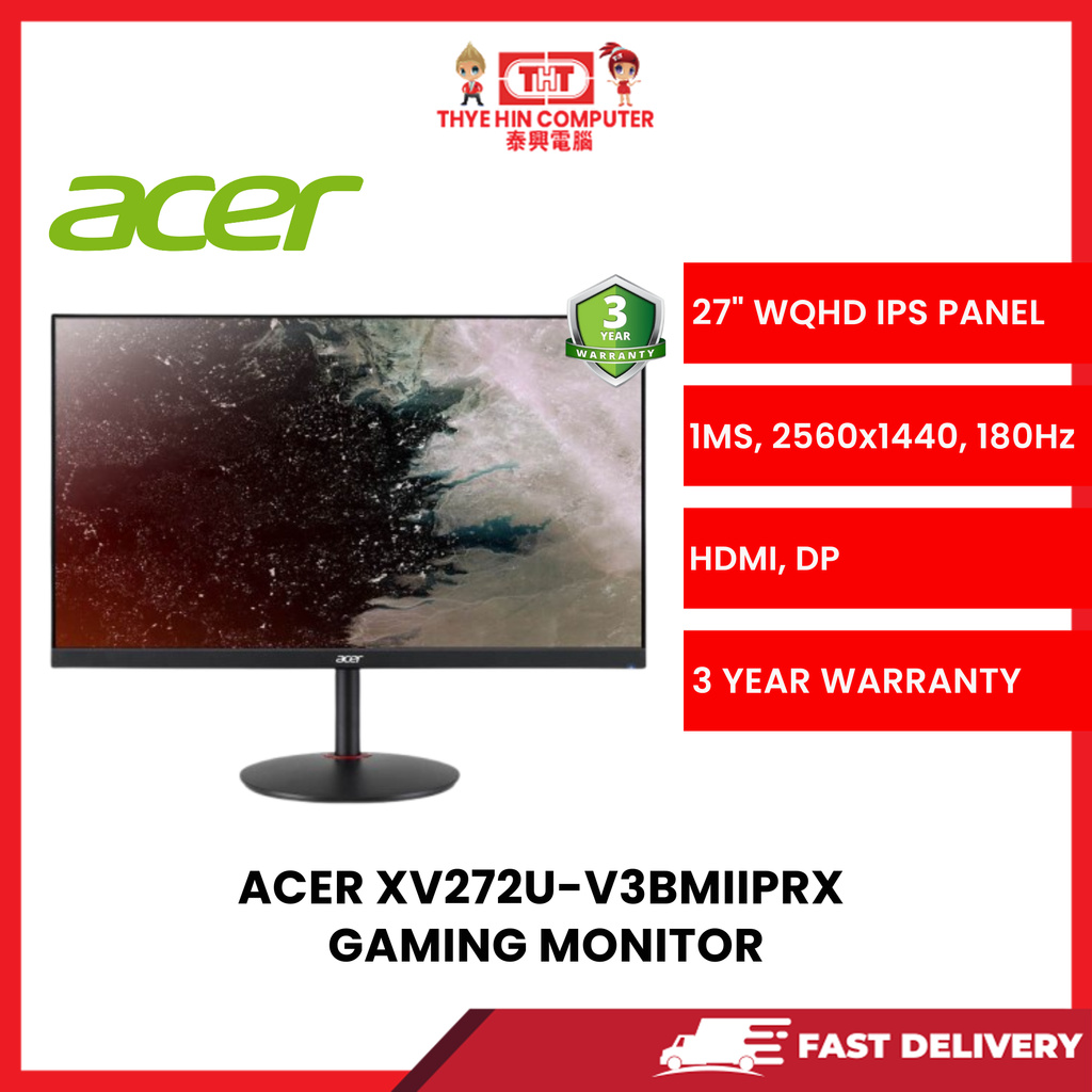 ACER XV272U-V3BMIIPRX P 2K HDR400 180HZ IPS GAMING MONITOR (HDMI*2,DP ...