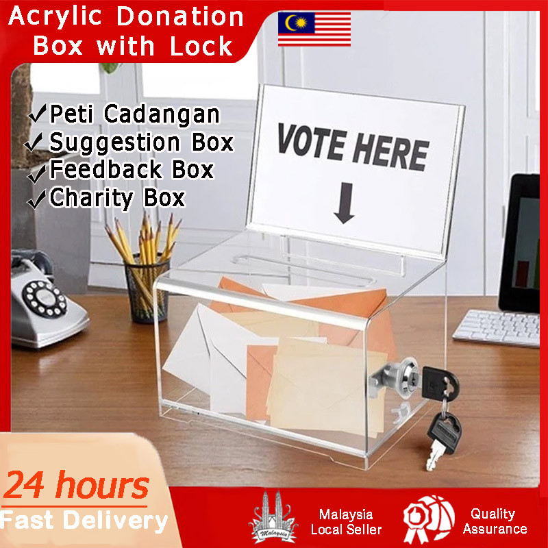 (2025 Upgrade) Acrylic Donation with Lock Suggestion Box Tip box DIY ...