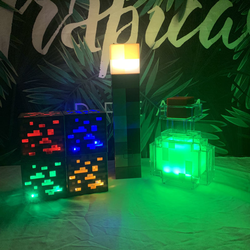 MC Minecraft Merchandise Torch Color-changing Bottle Ore Night Light ...