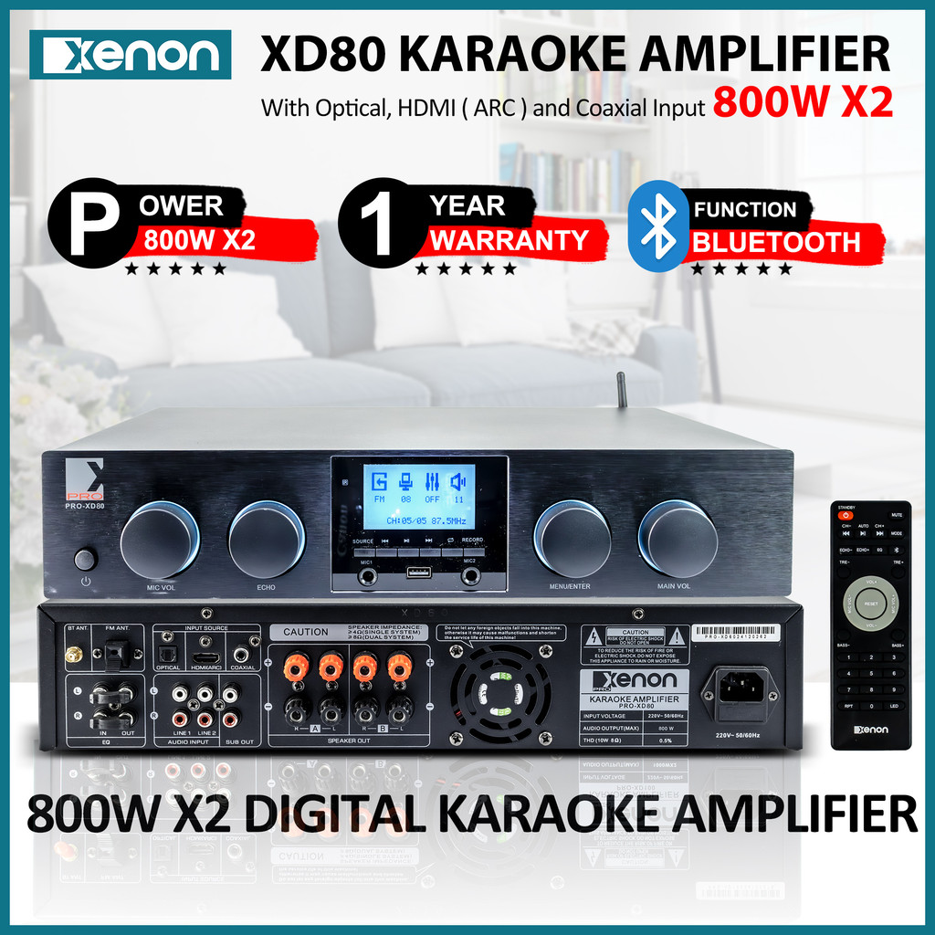 Xenon 800W Karaoke Amplifier Power Amplifier with Bluetooth Echo Remote & Fm Function - XD80 ...