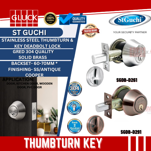 ST GUCHI THUMBTURN & KEY DEADBOLT LOCK SGDE-D261(SS) | Shopee Malaysia