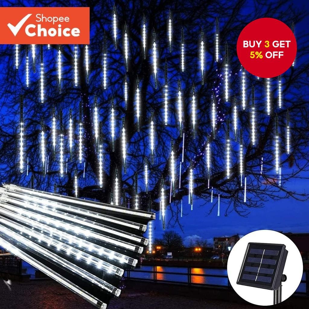 8Tube Solar LED Meteor Shower Lights Waterfalls Lampu Raya Lampu ...