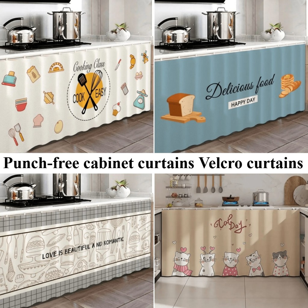 No Punching Cabinet Curtains Velcro Curtain Decorative Wardrobe ...