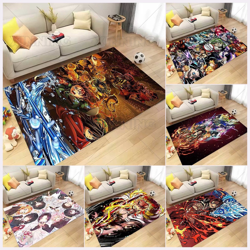 Demon Slayer Anime Carpet For Game Room Or Teen Bedroom Non‑Slip Floor ...