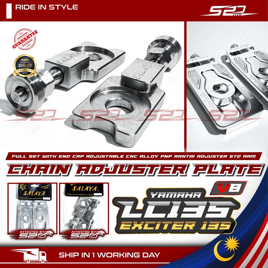Chain Adjuster Plate SALAYA LCV8 LC EXCITER 135 With End Cap Adjustable ...