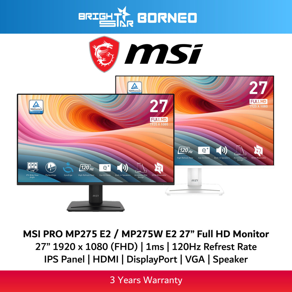 MSI PRO MP275 E2 / MP275W E2 27” Full HD Monitor | Shopee Malaysia