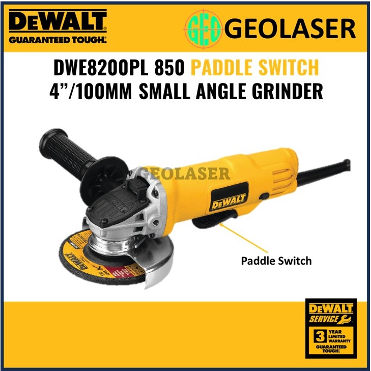 Dewalt DWE8200PL 850W 100mm Paddle Switch Angle Grinder (Deadman Switch ...