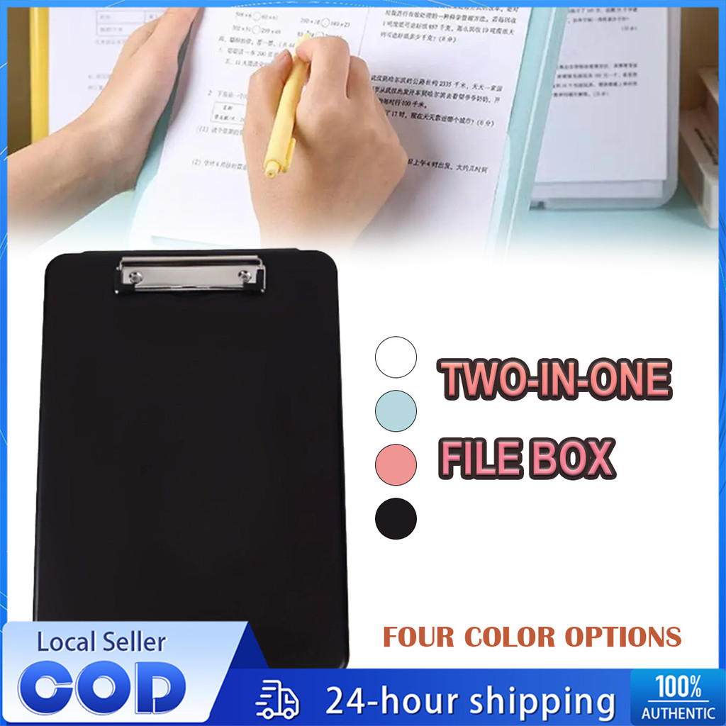 A4 file box document Plastic clipboard with cover Office Supplies 2In1 ...