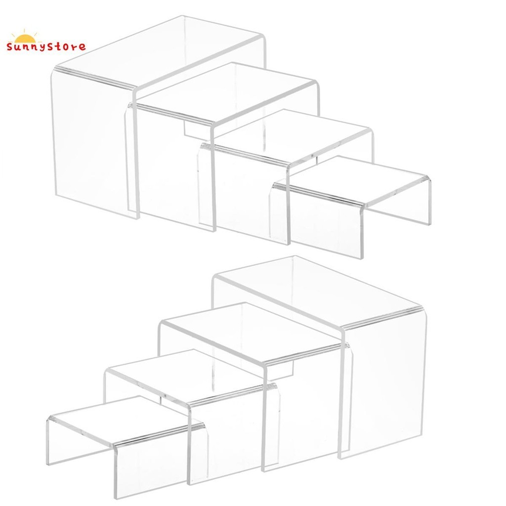 8 Pcs 2 Set Small Acrylic Risers, Thick Clear Acrylic Display Stand ...