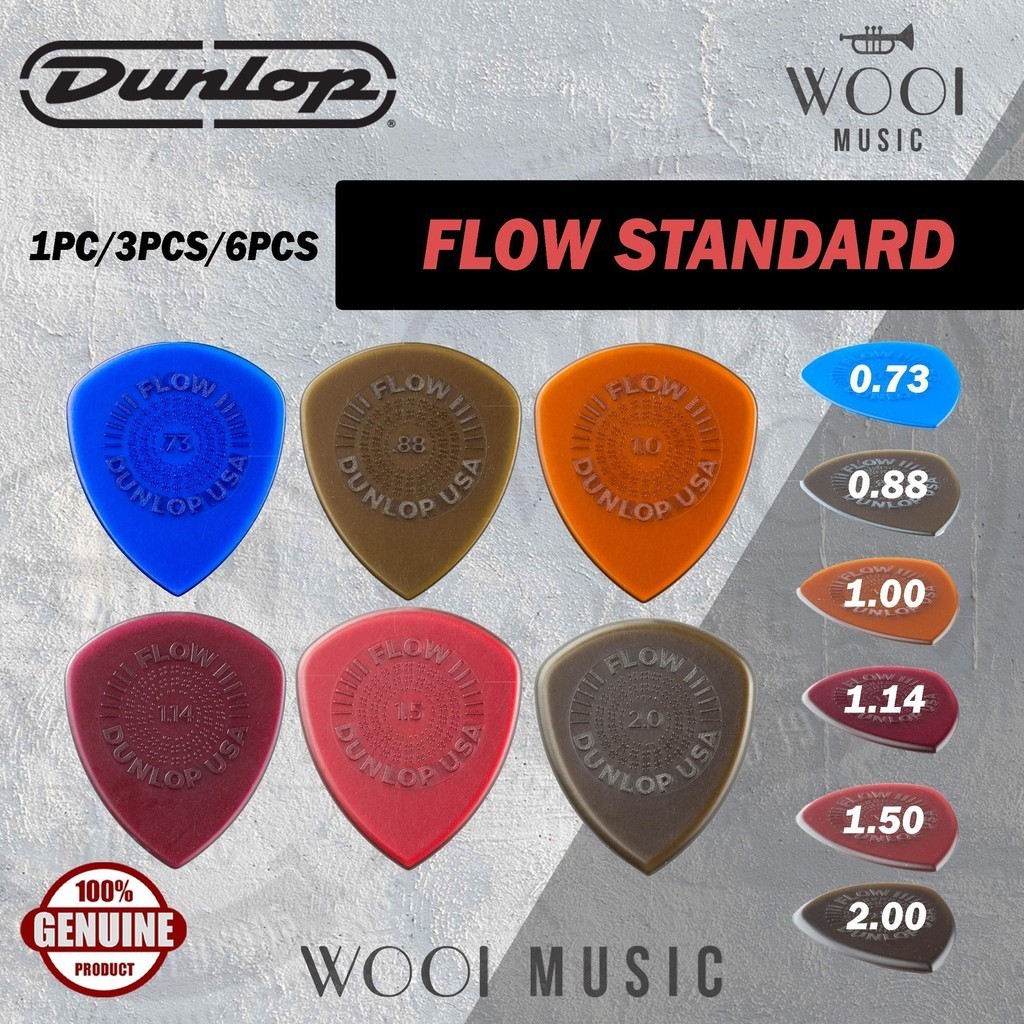 Jim Dunlop Flow Standard Guitar Pick - Made In USA (1pc / 3 pcs / 6pcs ...