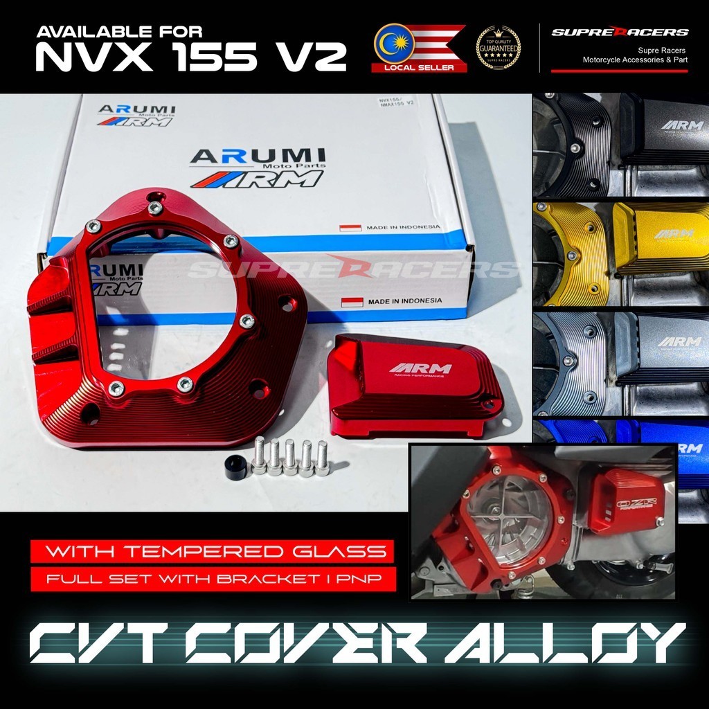 NVX V2 CVT Cover I Tutup Enjin Cover I CNC Transparent Tempered Glass I ...