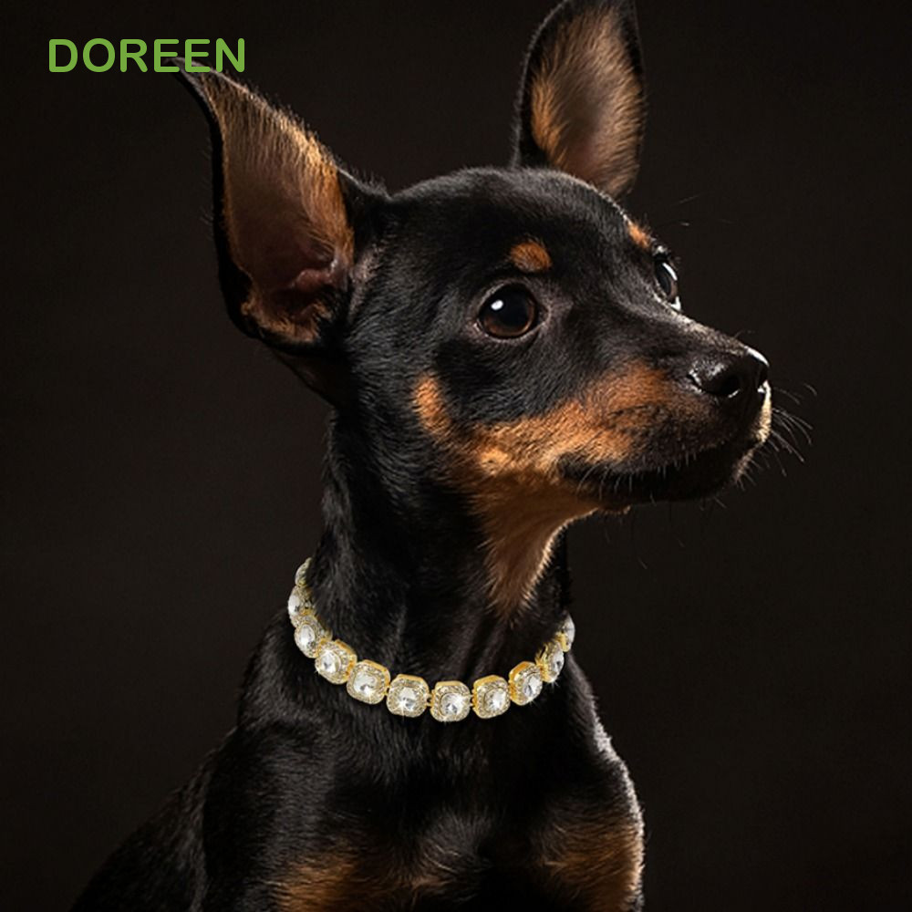 DOREEN Luxury Shining Pet Collars, Adjustable Rhinestone Diamond Dog ...