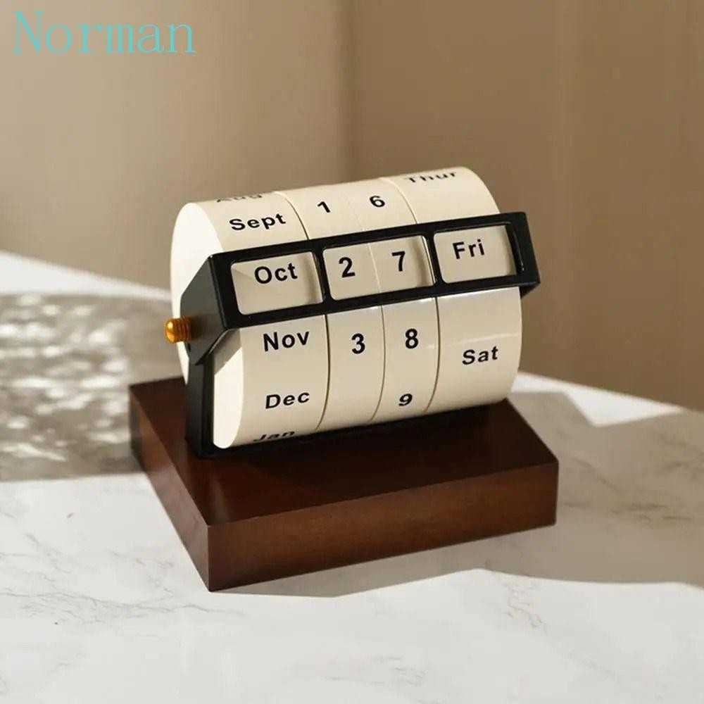 NORMAN Perpetual Calendar, Wooden Daily Flip Rotary Calendar, Gift ...