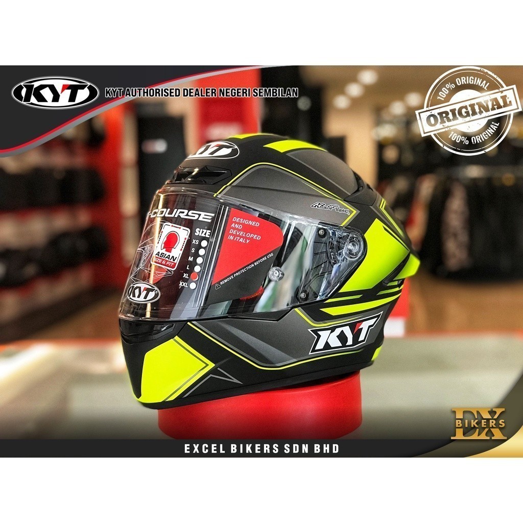 Diskaun 65% KYT HELMET TT COURSE TOURIST MATT YELLOW FLUO /Full Face ...