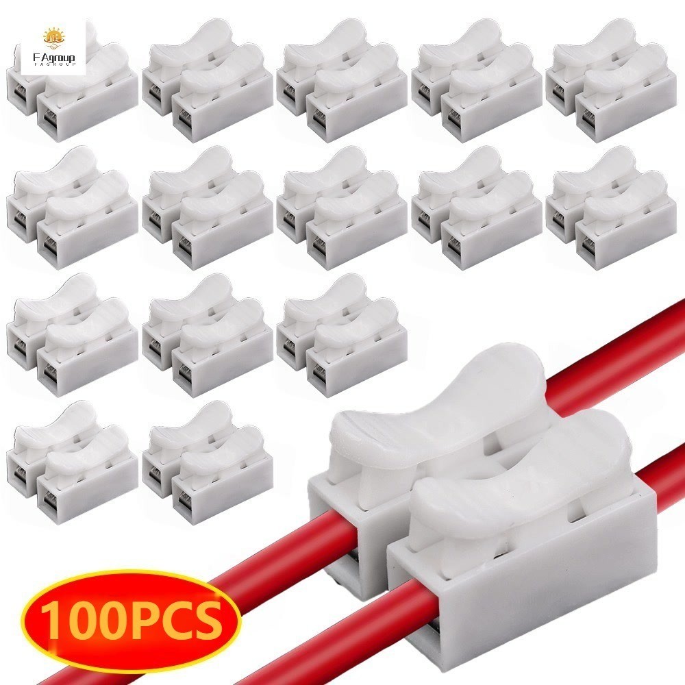 100/200pcs Fast Connector CH-2 Reusable Terminal Block Safe Spring ...